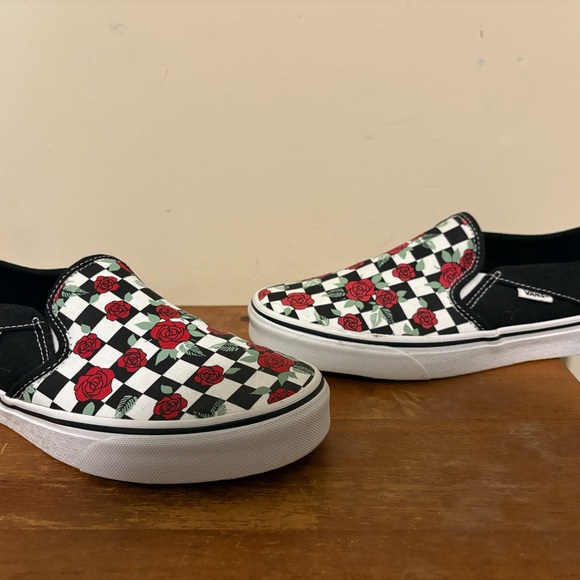 Vans | Shoes | Vans Checkerboard Rose Slipon Sneakers | Poshmark